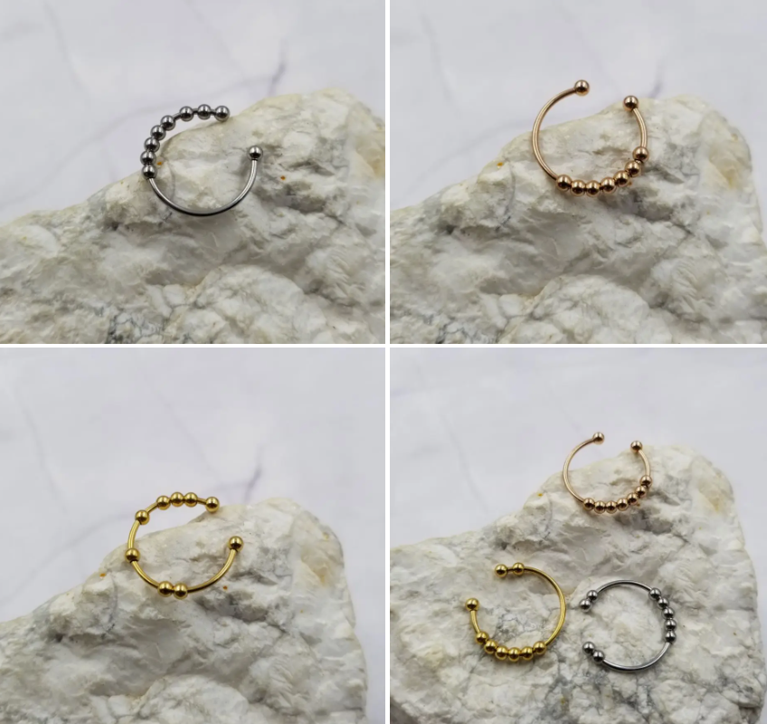 Stainless Steel Bead Fidget Spinner Rings – Team Image LLC